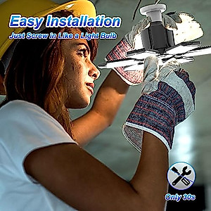 LED Garage Lights 120W LED Shop Light with 6 Ultra Bright Adjustable Panels Led Lights for Garage Light Deformable Ceiling Lights for Garage Attic Basement E26 E27 Base