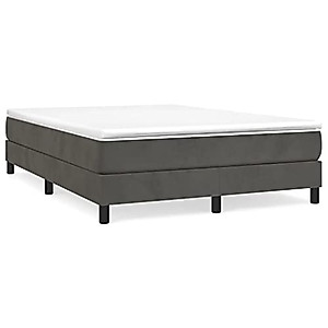 vidaXL Box Spring Bed Frame Home Indoor Bedroom Bed Accessory Wooden Upholstered Double Bed Base Furniture Dark Gray 53.9"x74.8" Full Velvet