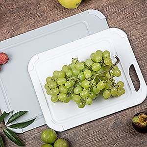 CompactStone Cutting Boards for Kitchen Plastic Cutting Board Set of 3 Dishwasher Safe Cutting Boards with Juice Grooves Thick Chopping Boards for Meat Veggies Fruits Easy Grip Handle Non-Slip
