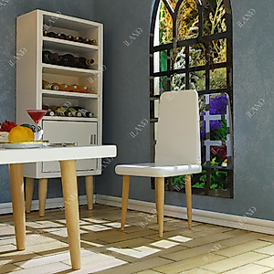 iLAND Dollhouse Furniture on 1/12 Scale of Dining-Room, Wooden Doll House Furniture Miniature of Table Chair & Cabinet (Modern Miniature Furniture 8pcs)