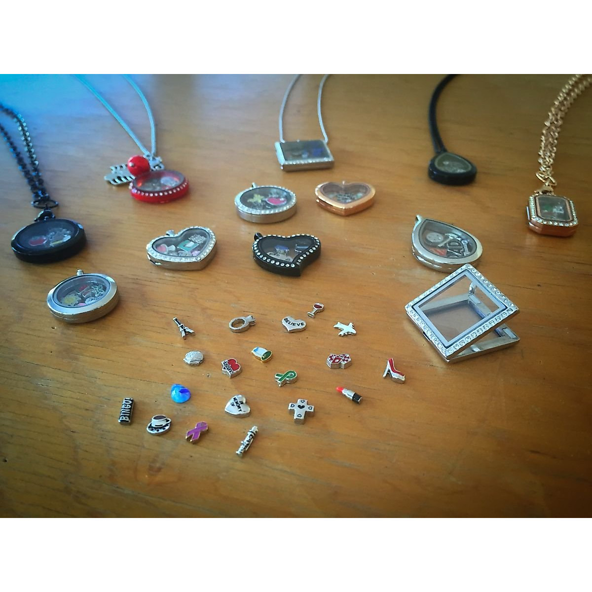 100 Assorted Floating Locket Charms