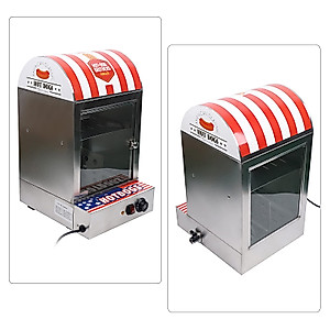 kitneed 1500W Hot Dog Steamer Machine, 2-Tier Commercial Hot Dog Hut Steamer, Stainless Steel Electric Hot Dog Steamer Machine with Temperature Adjustable for Bakery, Convenience and Household