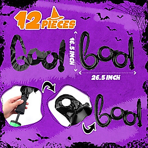 Spiareal 12 Pieces Halloween Boo Balloons Halloween Black Boo Balloons Aluminum Foil Balloon Party Decorations for Halloween Theme Party Supplies 28 Inch