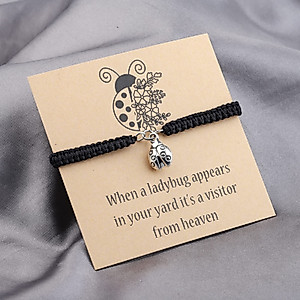FAADBUK Ladybug Memorial Keychain When a Ladybug Appears In Memory of Love One Sympathy Gift (Card)