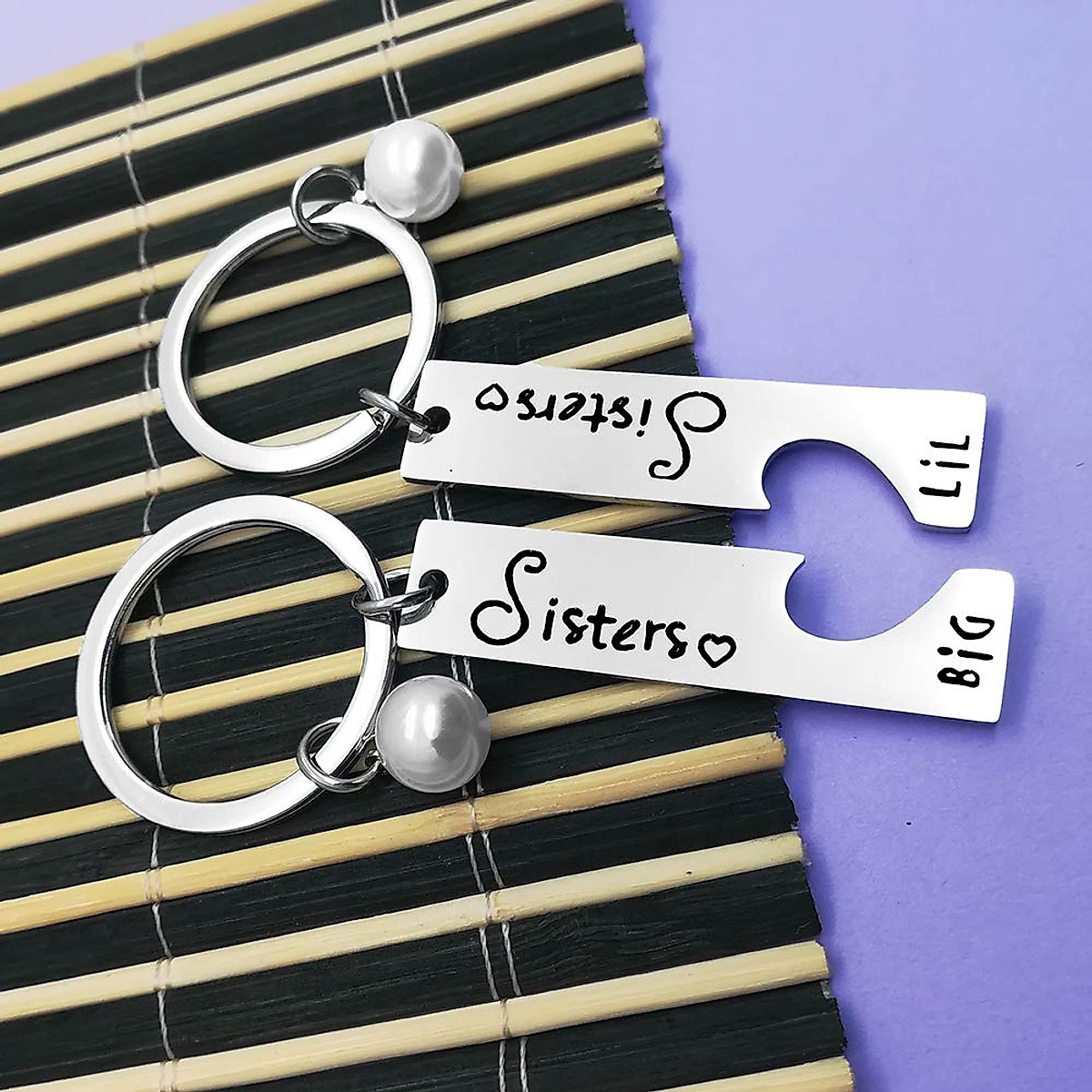 Big Sis Lil Sis Matching Keychain Set of 2 Gift for Big Sister Little Sister Best Friend Sister Gift for Big Sis Lil Sis from Sister Friendship Keychain Sister Keychains Family Jewelry