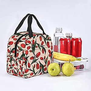 Fubido Zombie Halloween Theme, Insulated Lunch Box Tote Bag for Women Adult Men,Dead Man Walking in Danger Scary Scene,Reusable Leakproof Lunch Bags for Work Office Picnic or Travel,Red Sepia