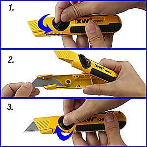 XW Fixed-Blade Utility Knife, Non-Retractable Heavy Duty Drywall Cutter, Extra 10 Blades Included,2-Pack