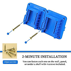 Crivnhar 6 Pack Battery Holder Work for Kobalt 24V Max Battery Mounts Dock Holder Fit for KB624-03 KB524-03 KB424-03 KB224-03(w/24 Screws, No Battery)