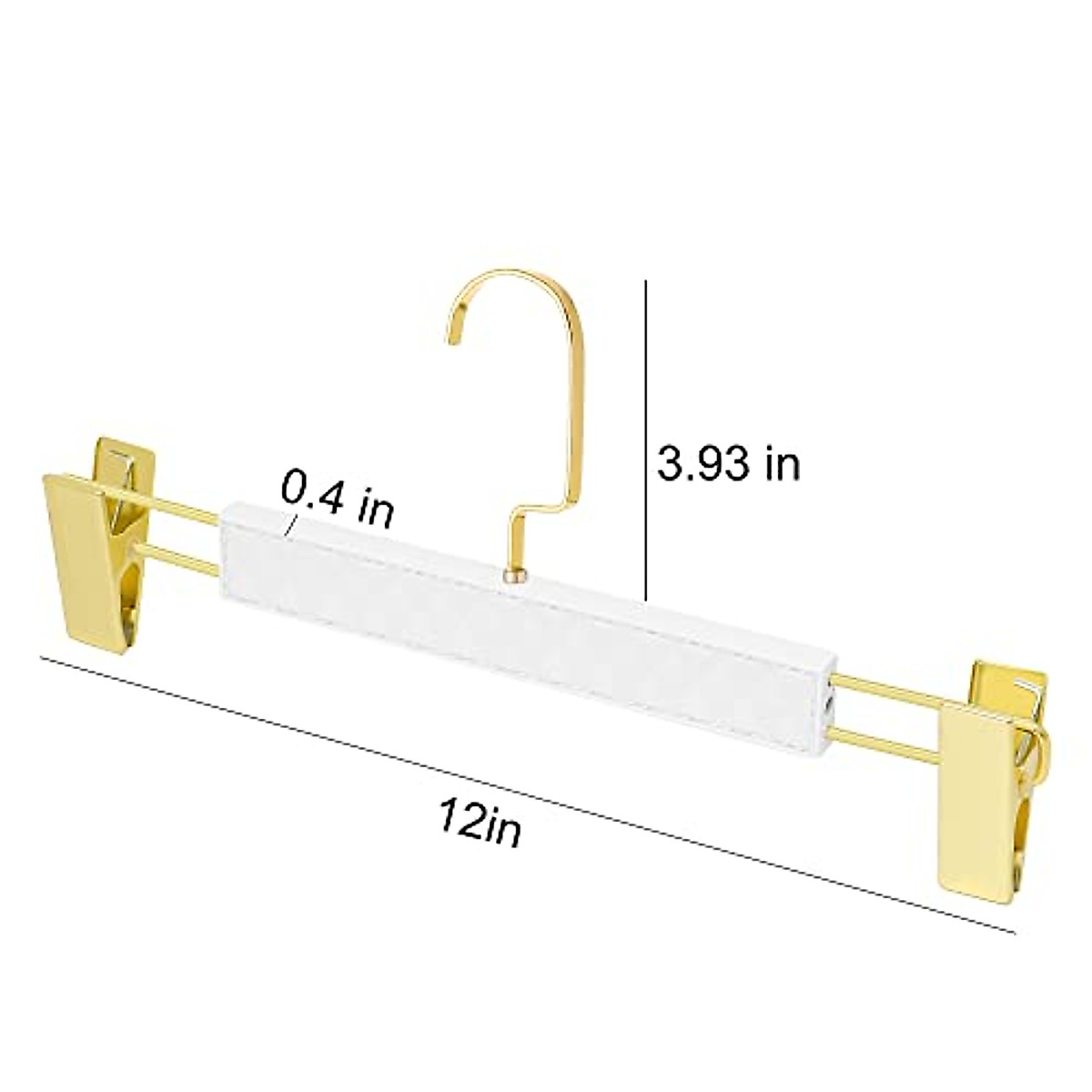 16 Pack Gold Pants Hangers,Plastic Skirt Hangers with Gold Clips,Premium Pants Hangers for Clothes Coat 360° Swivel Hook(Gold-16 Pack)