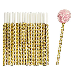Sparkle and Bash 36 Pack Rhinestone Gold Cake Pop Sticks for Candy Apples, Lollipops, Dessert Bar (6 In)