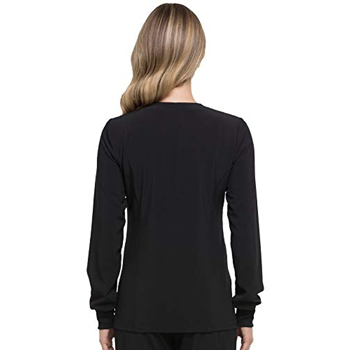 Dickies EDS Essentials Women Warm Up Scrubs Jacket Snap Front DK305, S, Black