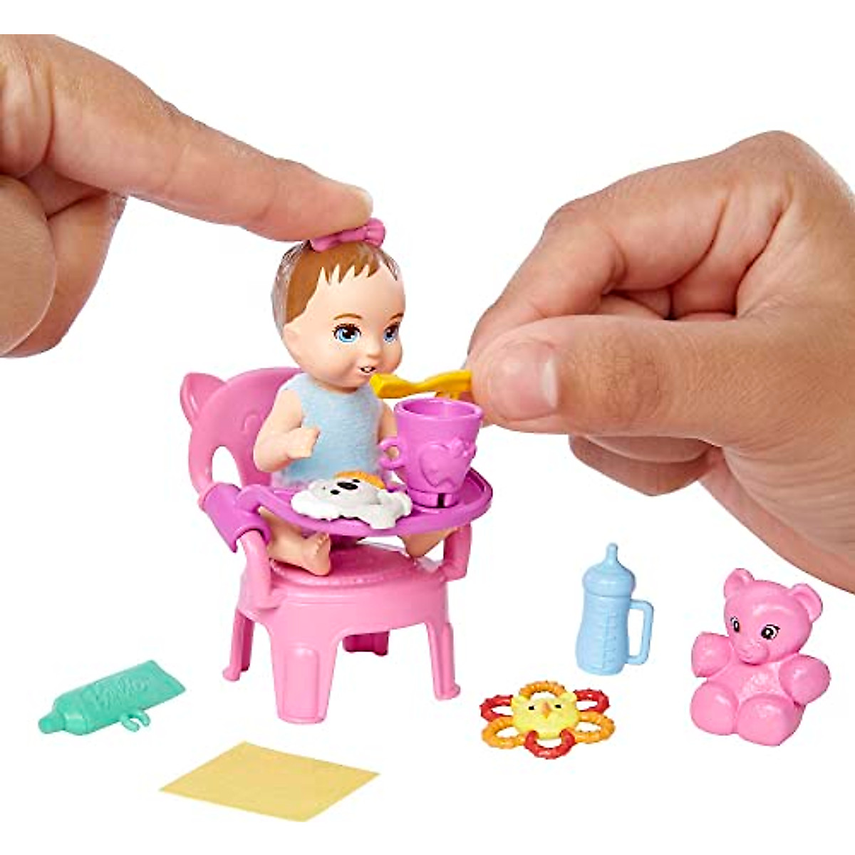 Barbie Skipper Babysitters Inc Baby Small Doll & Accessories, First Tooth Playset with Appearing & Disappearing Tooth