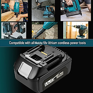 DEWQKI 2 Pack 18V 5.5Ah BL1850B Battery Replacement for Makita 18V Battery Compatible with Makita 18v Tools,Fit with Makita 18V Battery Charger (Makita 18volt Battery)