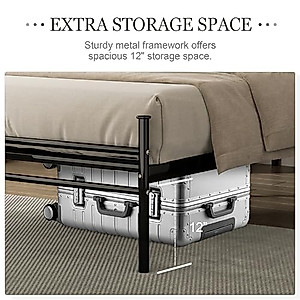 HAOARA California King Size Bed Frame with Rustic Wood Headboard, Metal Heavy Duty Platform Frame, Sturdy Steel Slat Support, No Box Spring Needed, Black