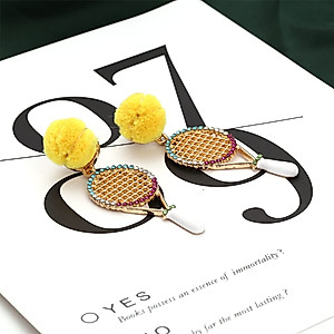 Tennis Racket Dangle Drop Earrings Tennis Racket Jewelry for Women Crystal Earrings for Women