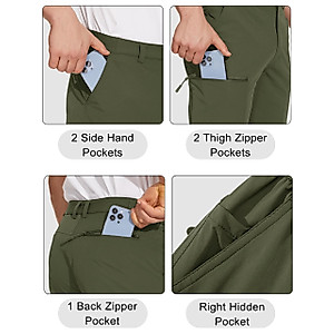 MAGCOMSEN Mens Travel Pants Quick Dry Water Resistant Pants Men Stretchy Cargo Pants for Men Summer Hiking Pants Army Green