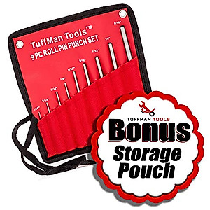 TuffMan Tools, Roll Pin Punch Set with Soft Mallet - Great for Gun Building and Removing Pins