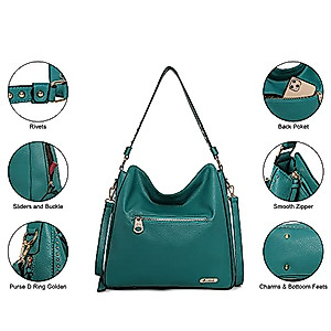 Montana West Large Leather Hobo Handbag for Women Studded Shoulder Bag Crossbody Purse MWC-1001WTQ