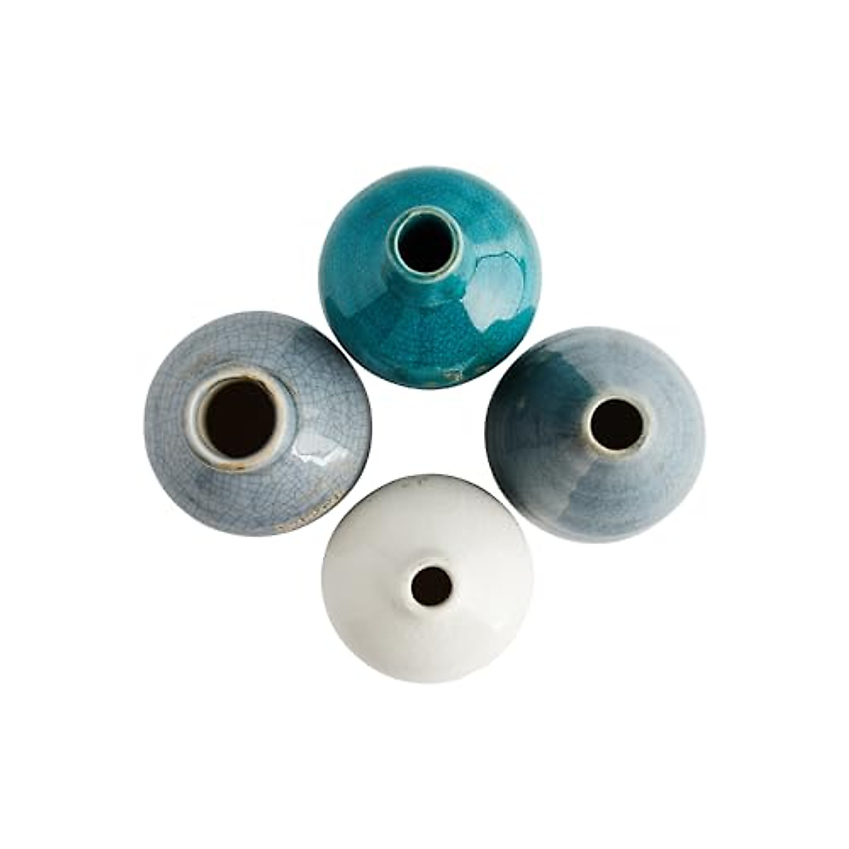 Creative Co-Op Blue & Ivory Terracotta Vases (Set of 4 Sizes)