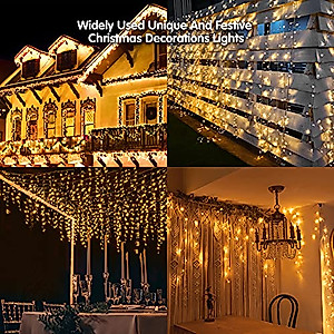 KiflyTooin Led Christmas Lights Outdoor Christmas Decorations Hanging Lights 400LED 8 Modes 75 Drops, Outdoor Indoor Fairy String Lights for Party, Holiday, Wedding Decorations (Warm White)