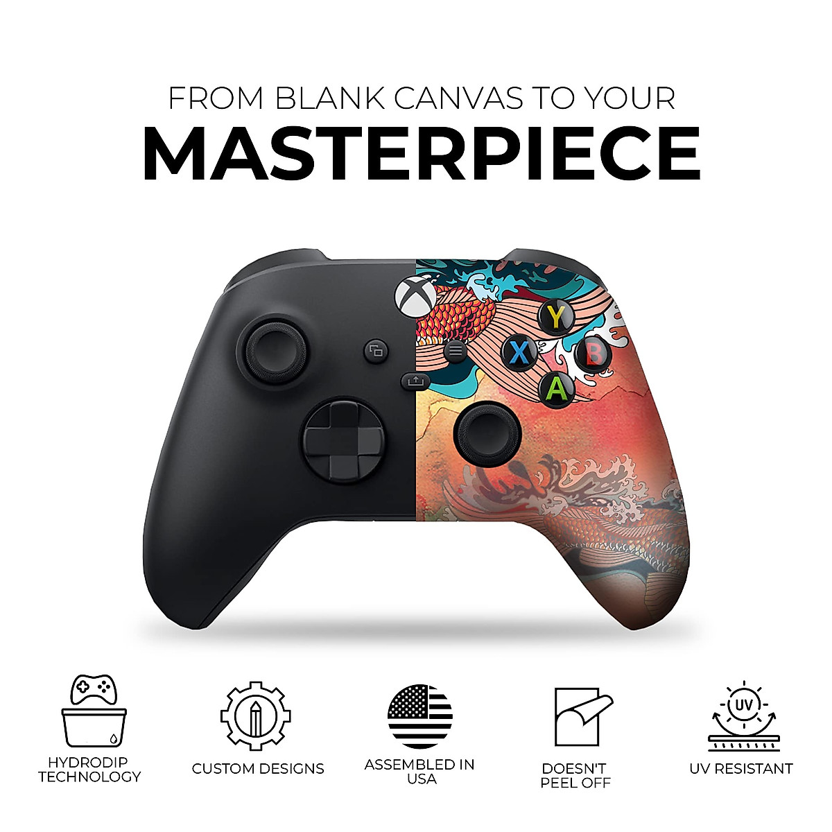 DreamController M Illustrations Custom X-box Controller Wireless compatible with X-box One/X-box Series X/S Proudly Customized in USA with Permanent HYDRO-DIP Printing(NOT JUST A SKIN) (MODDED)