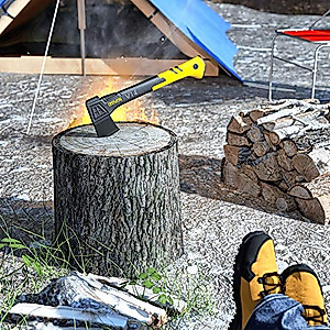 LEXIVON V14 Camping Hatchet, 14-Inch Axe | Ergonomic TPR Grip, Lightweight Fiber-Glass Composite Handle | Protective Carrying Sheath Included (LX-V14)