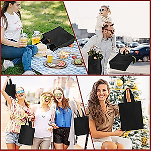 Jexine 100 Pcs Non Woven Bags Reusable Gift Bag with Handles Shopping Tote Bags Grocery Goodie Party Treat Bags Party Favors (Black)