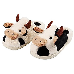 dubuto Cute Cow Slipper for Girls Boys, Toddler Kids Animal Slippers Cozy Anti-slipe Soft Plush Warm Cozy Home House Slippers for Indoor Outdoor