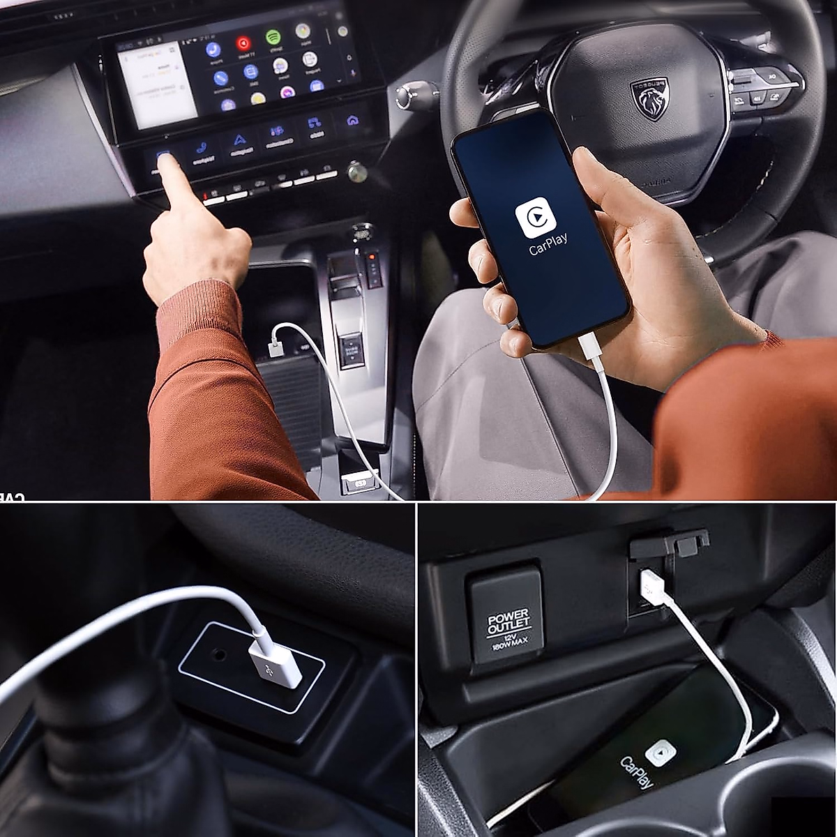 Car Carplay Cable for Apple iPhone 15 15 Pro Max Car Charger,Apple USB A to USB C Cable 3/6ft for Car Charger Adapter,Carplay USB C Cord Fast Charging for iPhone 15,15 Pro,15 Plus,iPad Pro(Black)