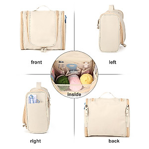 Katech Crochet Bag Yarn Storage Organizer, Yarn Bags for Crocheting With Hanging Hook, Crochet Travel Bag for Crochet Hook, Knitting Accessories Project, Crochet Tote Bag White