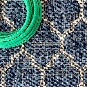 JONATHAN Y SMB109D-9 Trebol Moroccan Trellis Textured Weave Indoor Outdoor Area Rug Bohemian Modern Easy Cleaning Bedroom Kitchen Backyard Patio Non Shedding, 9 X 12, Navy/Gray (JSMB109-D9)