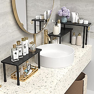 JayRex Bathroom Organizer Countertop Counter 2 Tier Kitchen Corner Counter Shelf Separable for Multiple Use