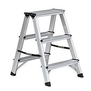 PENGJIE Folding Ladder Step Stool Ladder Stool 3 Step Folding Aluminum Heavy Duty Steel Portable Anti Slip Mat Tread Compact 150 Kg Capacity for Home Office