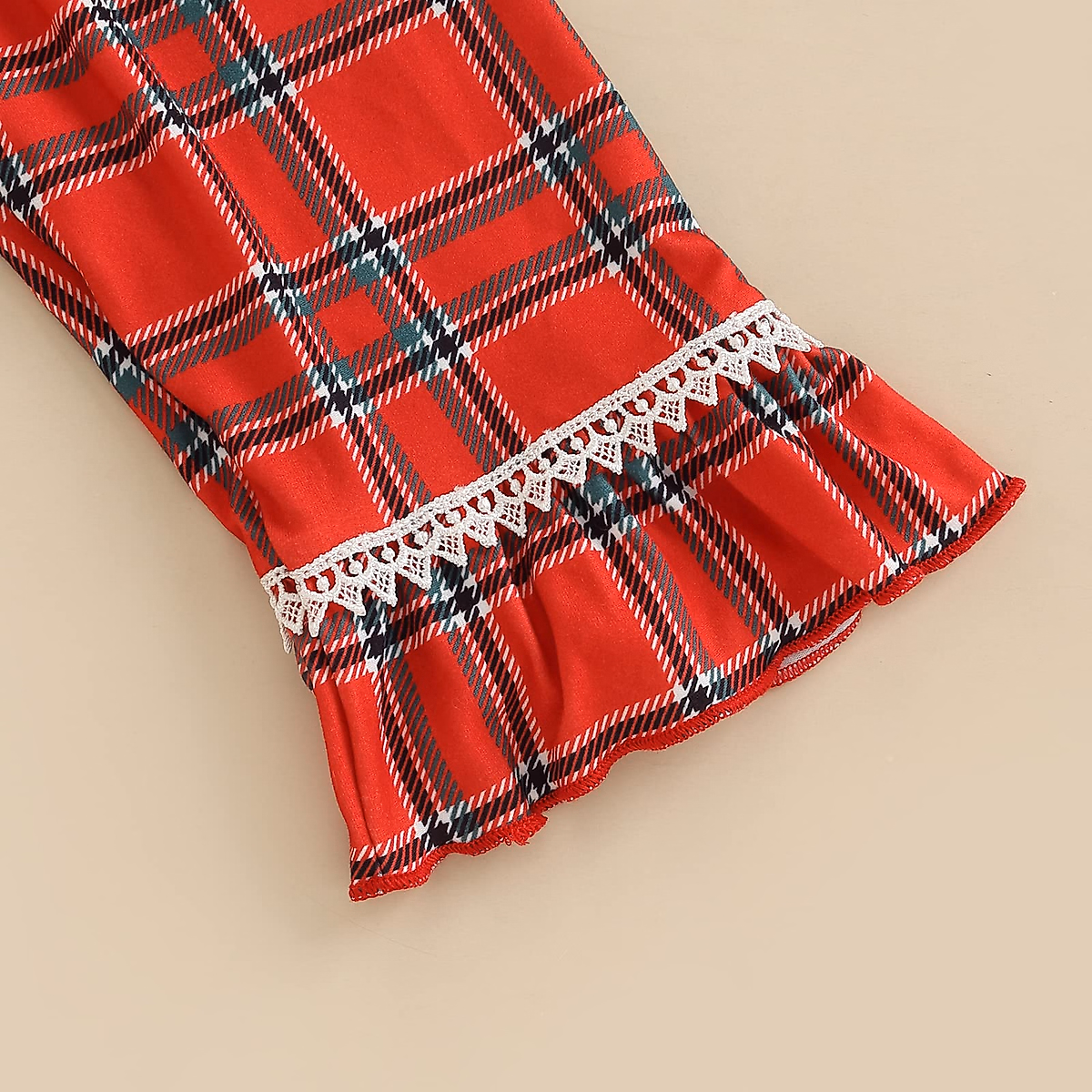 MAINESAKA Baby Boy Girl Pajamas Christmas Red Plaid Print Long Sleeve Lapel Collar Button Down Top Shirt Pants Nightwear (Red Plaid, 4-5 Years)