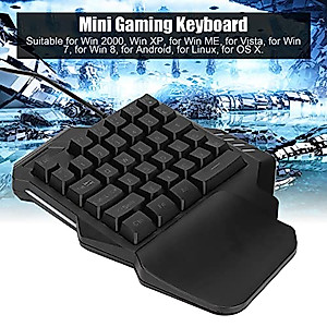 One Handed Gaming Keyboard,35 Keys Mini Gaming Keyboard with LED Backlit Ergonomic Design Accurate Control,Half Keyboard for Win 2000, XP, ME,Vista, Win 7, Win 8, Android