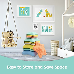 Balance Stepping Stones for Kids 11pcs Anti-skidding Stepping Stones Set Balance Blocks Indoor & Outdoor Kids Fitness Equipment Promotes Balance Coordination & Strength(Star)