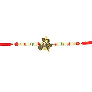 ARTISENIA Majestic Ganesha Playing Veena Rakhi for Brother Raksha Bandhan Rakhi Thread Bracelet Wrist bands for Loving Brother Sister