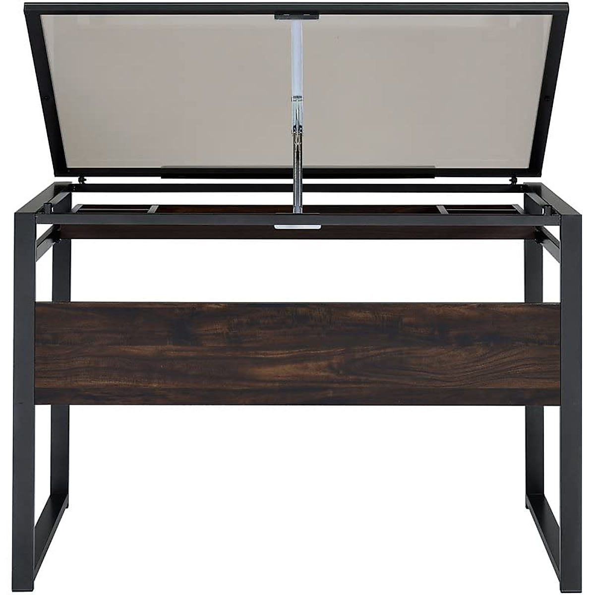 Coaster Furniture Pantano Glass Top Dark Gunmetal and Chestnut Drafting Desk 805571
