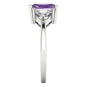 3.0ct Emerald cut 3 stone Solitaire Simulated Alexandrite Engagement Wedding Anniversary Bridal Ring 14k White Gold 7.5