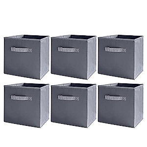 PACHIRA E-Commerce Gray Storage Bins - Collapsible Sturdy Fabric Storage Basket Cube for Organizing Shelf Nursery Home Closet, 6 Pack, (Grey)