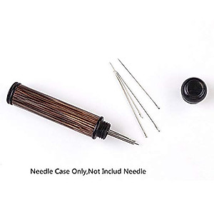 WUTA Wood Needle Case Durable Practical Wood Box Leather Knitting Craft DIY Tool Sewing Needle Storage Box Tube Container,1 Pack Blackwood