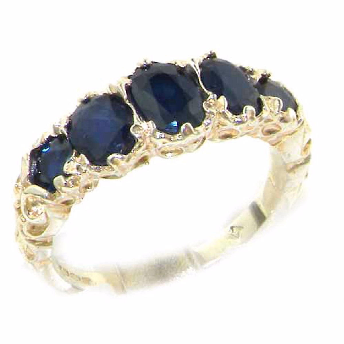 LetsBuyGold 14k White Gold Natural Sapphire Womens Anniversary Ring - Size 4.25