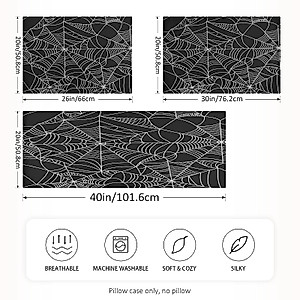xigua Halloween Spider Web Satin Silk Pillowcase for Hair and Skin, Lightweight Soft Standard Size Pillow Cases, Cooling Pillow Covers with Envelope Closure 20x30in