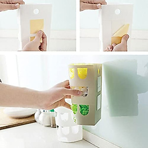 Plastic Garbag Bag Holder Stand Wall Mount Bag Dispenser Rubbish Trash Basket Large Capacity Bag Dispenser Hanging Storage Box(White)