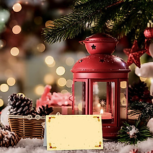 Christmas Table Place Cards, Xmas Blank Seating Place Card for Table, 25 Pack Buffet Food Tent Labels, Double Design Name Cards, Scored for Easy Folding, Christmas Party Decorations(01)