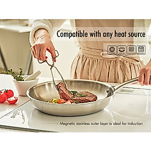 CHEF TOPF 5-ply Stainless Steel Frying Pan 11inch, Full 5-Ply Clad Construction Professional Grade Pan, Brushed Finish, Induction Cooking Pan, Oven Safe, Dishwasher Safe