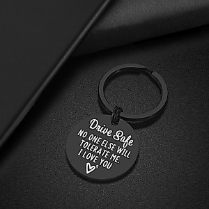 iJuqi Drive Safe Keychain Boyfriend Gifts - Valentine's Day Gifts for Him Men Funny New Driver Keyring Cute Boyfriend Husband Gifts from Girlfriend Wife