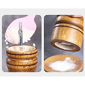 Solid wood oak grinder restaurant pepper manual grinding powder pepper ceramic adjustable coarse grinder (8inches) (8.66x2.16)