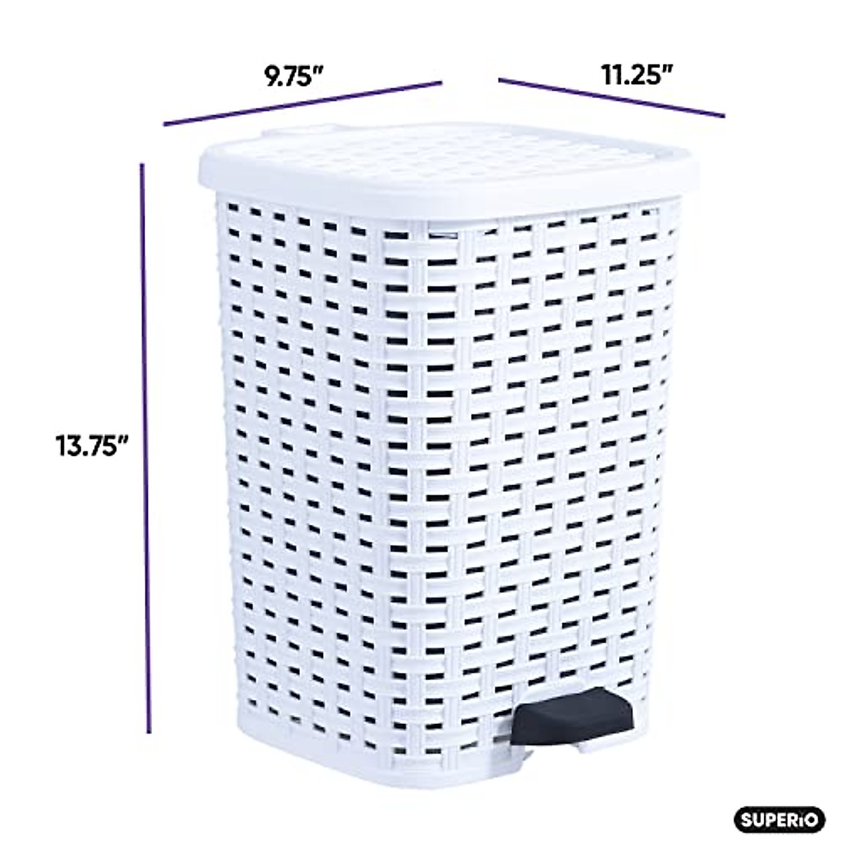 6.8-Gal. Rattan Compact Trash Bin Color: White