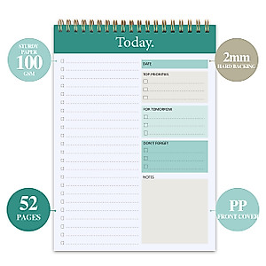 To Do List Notepad - Daily Planner Pad Undated 52 Sheets Tear Off , 6.5" x 9.8" Planning Pad Checklist Productivity Note Pad for Work and Personal Organized